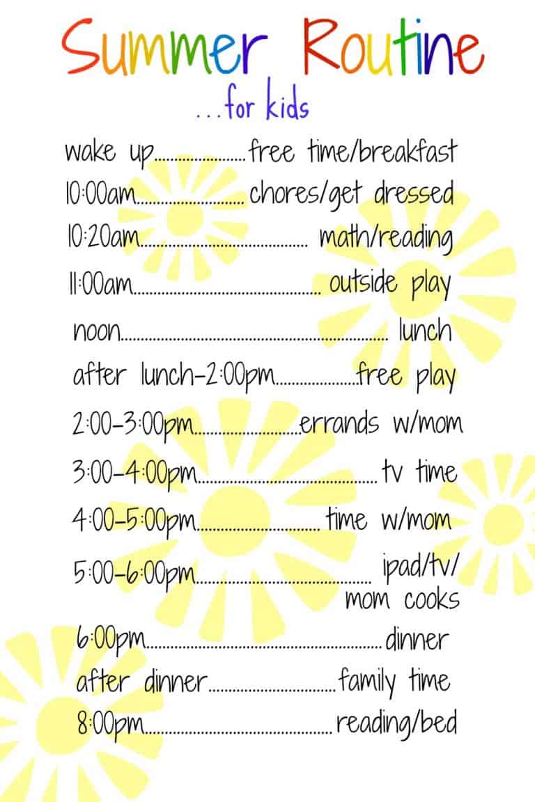 10 Free Summer Daily Schedule Templates (Sanity Saving Printables ...