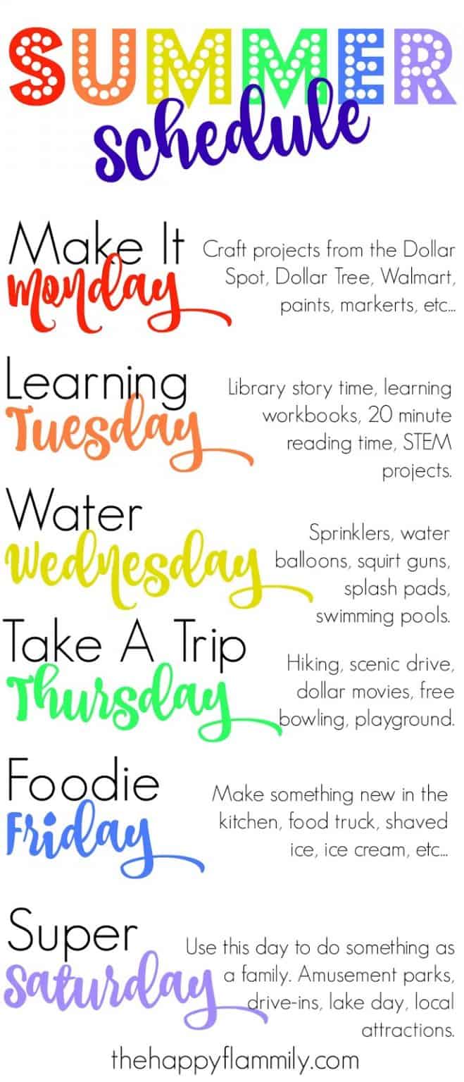 10 Free Summer Daily Schedule Templates (Sanity Saving Printables ...