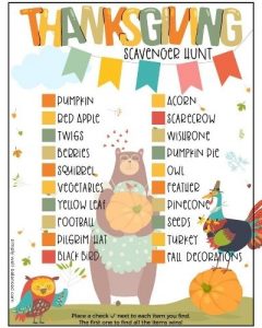 Thanksgiving Scavenger Hunt: FREE Printable for Kids - Simply Well Balanced