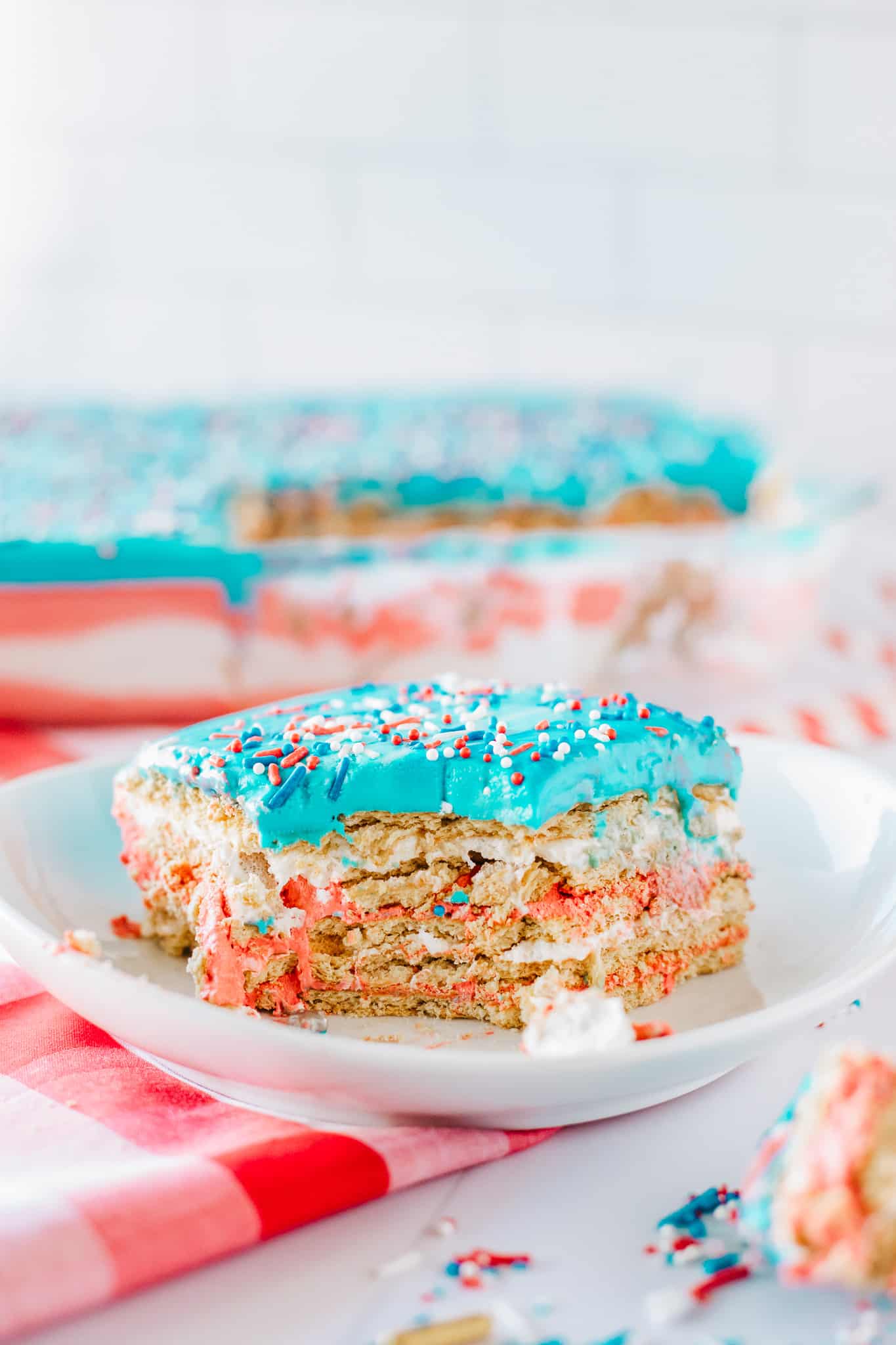 No-Bake Red, White and Blue Icebox Cake - Simply Well Balanced